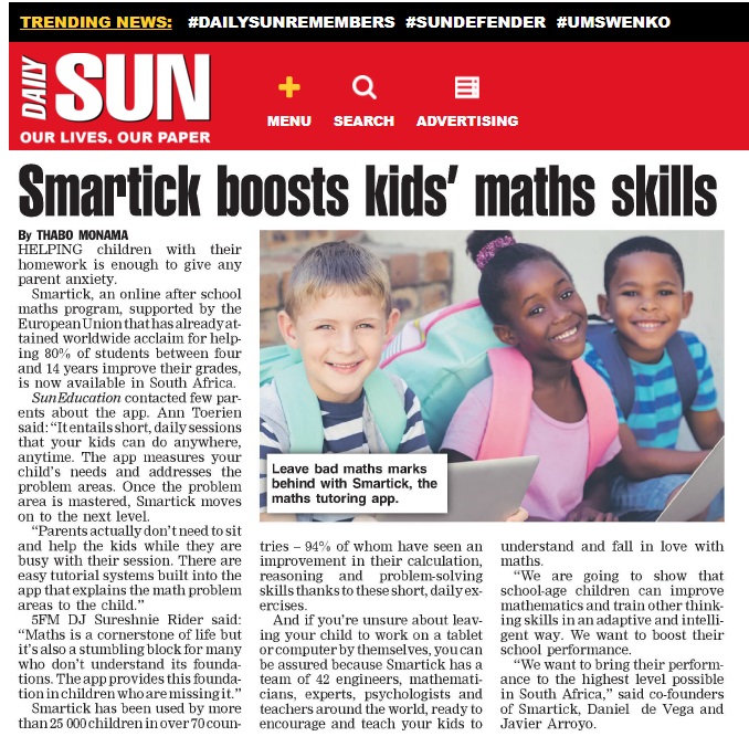 The Daily Sun: "Smartick Boosts Kids' Maths Skills" - Smartick